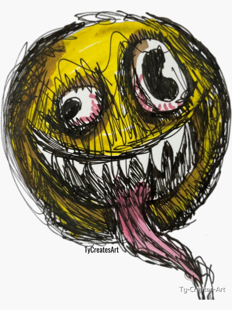 "Scary Smiley Face" Sticker for Sale by Ty-Creates-Art | Redbubble