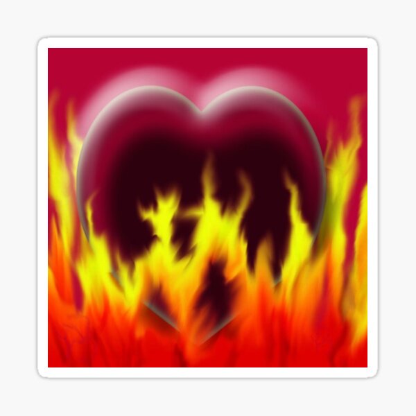 "Flaming Heart " Sticker for Sale by RemieJames | Redbubble