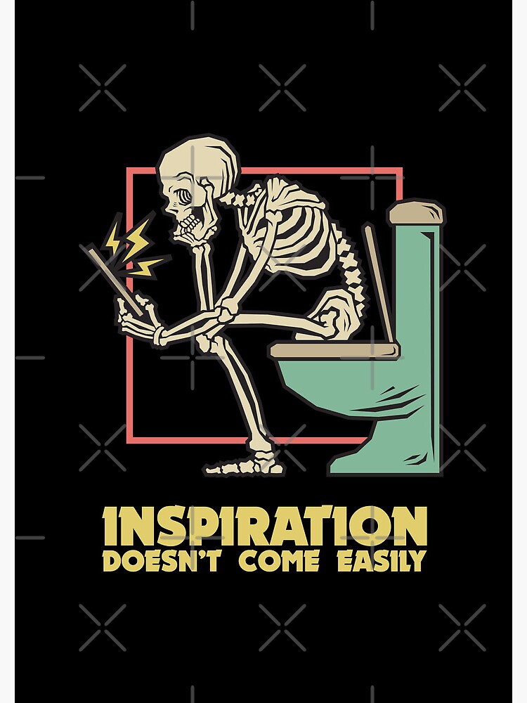 "Inspiration Doesnt Come Easy - Skeleton Pooping Meme" Spiral Notebook ...