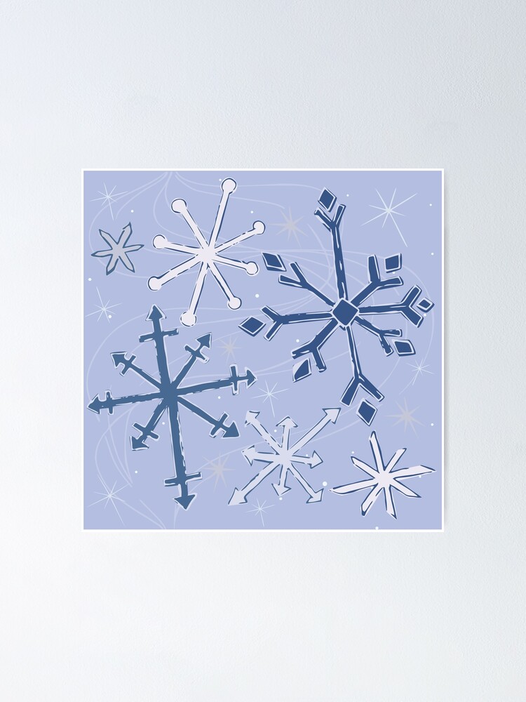 "Winter blue snowflake cartoon illustration swirling snow sparkles ...