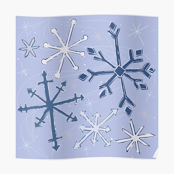 "Winter blue snowflake cartoon illustration swirling snow sparkles ...