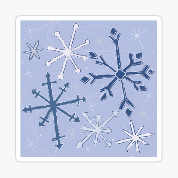 "Winter blue snowflake cartoon illustration swirling snow sparkles ...