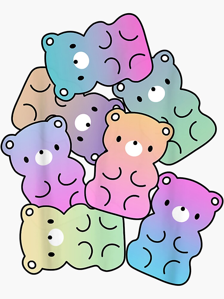 "Rainbow Gummy Bear Design Kawaii Aesthetic Teens" Sticker for Sale by ...