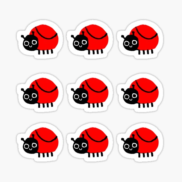 "Cute Kawaii Bug Red Black Ladybug Cartoon Sticker" Sticker for Sale by ...