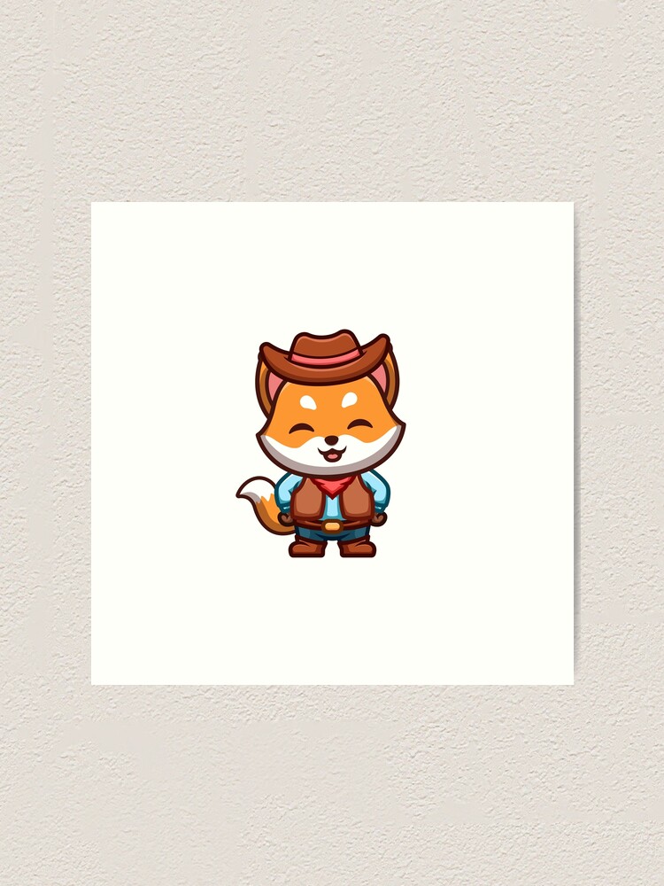"Fox Cowboy Cute Cartoon" Art Print for Sale by GumregaStudio | Redbubble
