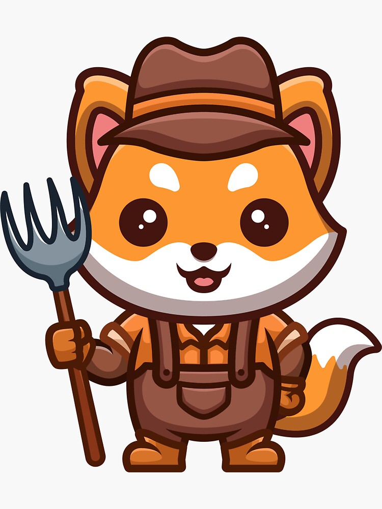 "Fox Farmer Cute Cartoon" Sticker for Sale by GumregaStudio | Redbubble