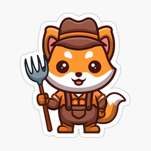 "Fox Farmer Cute Cartoon" Sticker for Sale by GumregaStudio | Redbubble