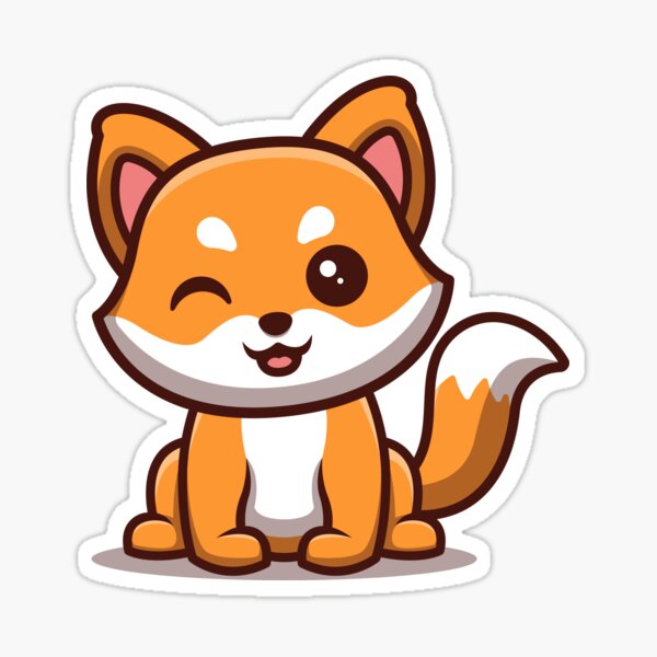 "Fox Sitting Winking Cute Cartoon" Sticker for Sale by GumregaStudio ...