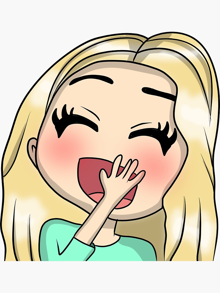 "Blonde Hair Girl Laughing Emote LOL" Sticker for Sale by digidrawdude ...