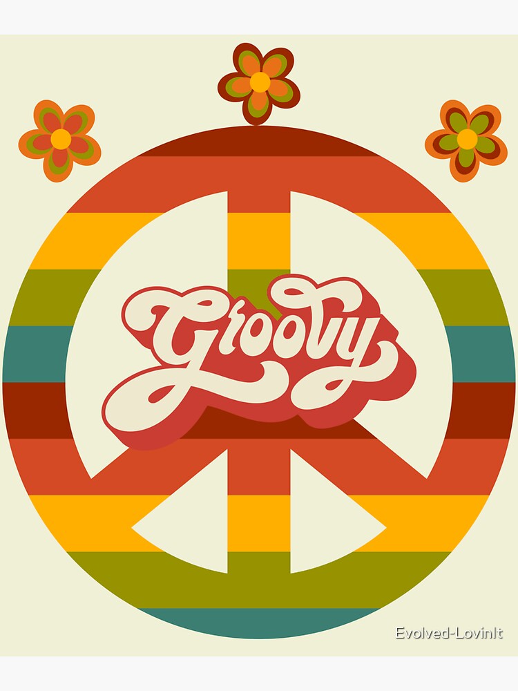 "Groovy Peace Sign - Vintage Love" Sticker for Sale by Evolved-LovinIt ...
