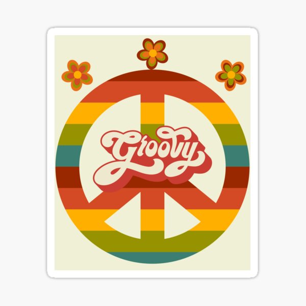 "Groovy Peace Sign - Vintage Love" Sticker for Sale by Evolved-LovinIt ...