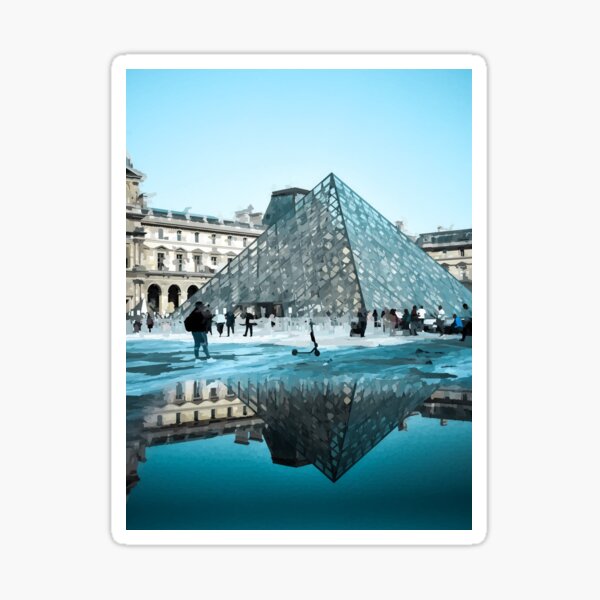 "Louvre Museum Reflecting Pool - Watercolour Style" Sticker for Sale by ...