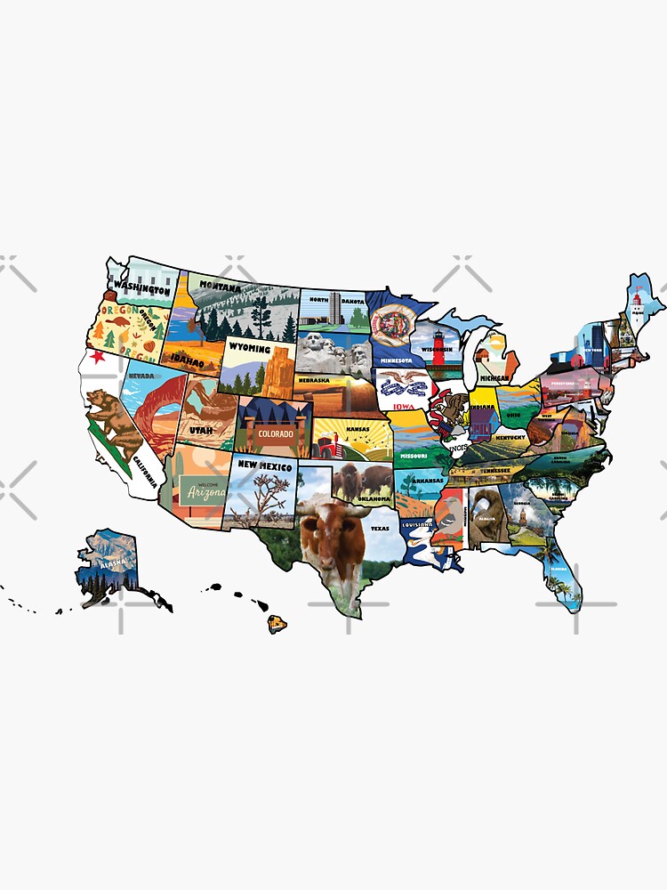 " RV State Sticker Travel Map Of The United States" Sticker for Sale by ...