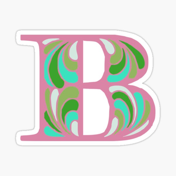 "Letter B Fancy Monogram Hippie Initial Pink" Sticker for Sale by ...