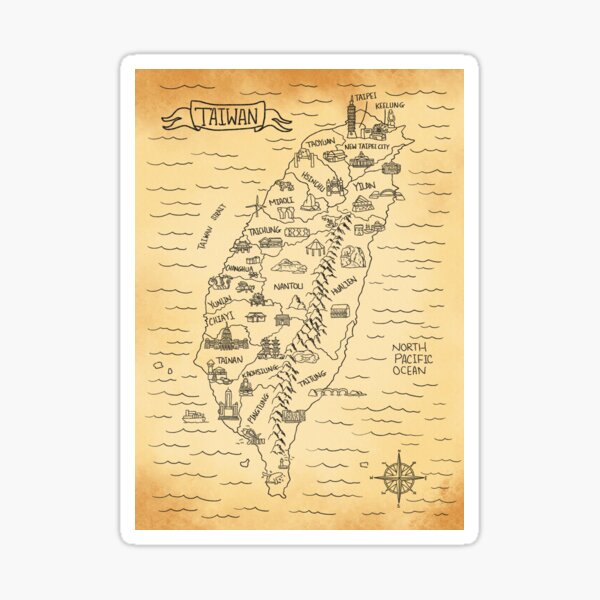 "Vintage Map of Taiwan" Sticker for Sale by sheridanartwork | Redbubble