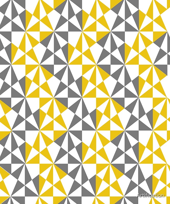 "Geometric Angular Shapes Bold Retro Funky Mustard Yellow Grey Mix ...