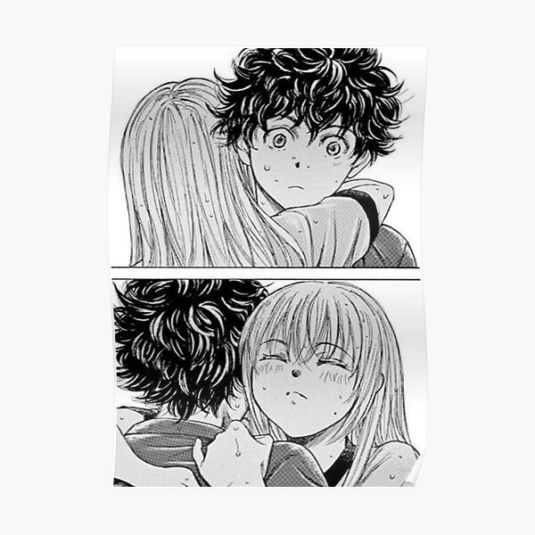 Aoashi Grayscale Manga Style Drawing Romance Scene Art With Hana Ichijo Poster For Sale By