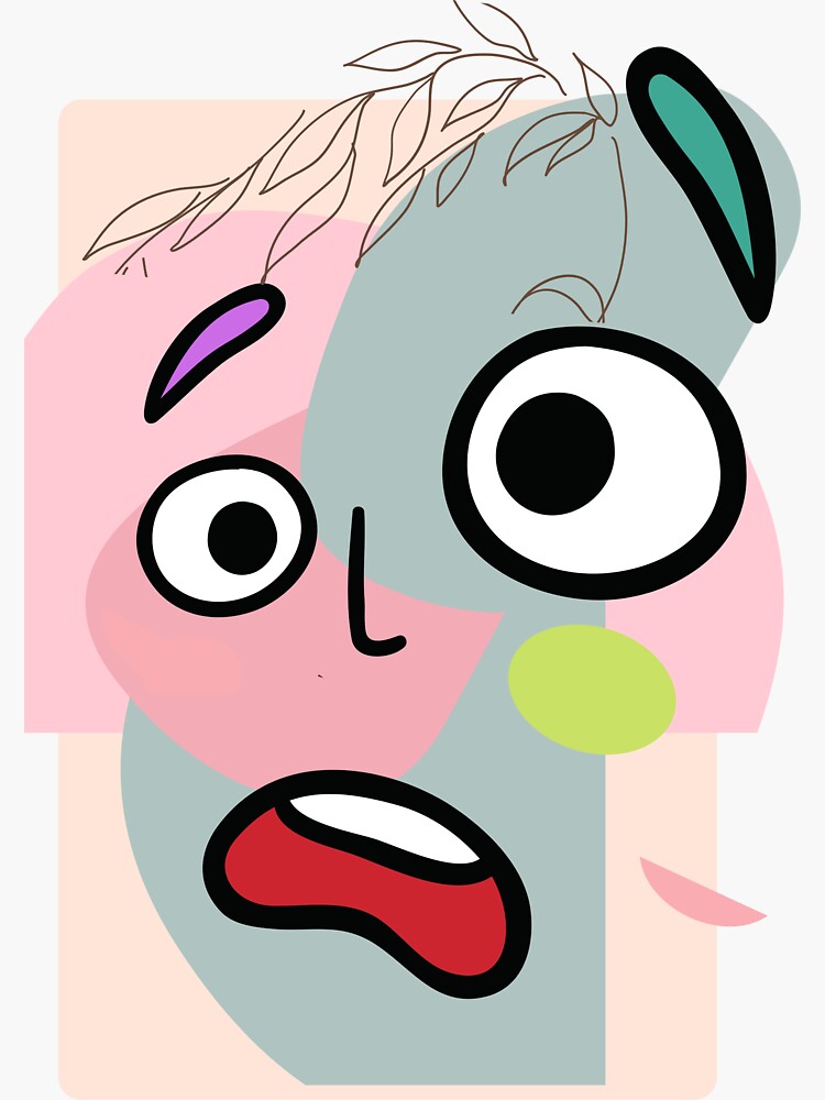 "Arte Abstracto Funny Colorful Face, Framed Graphic Psychedelic Face ...
