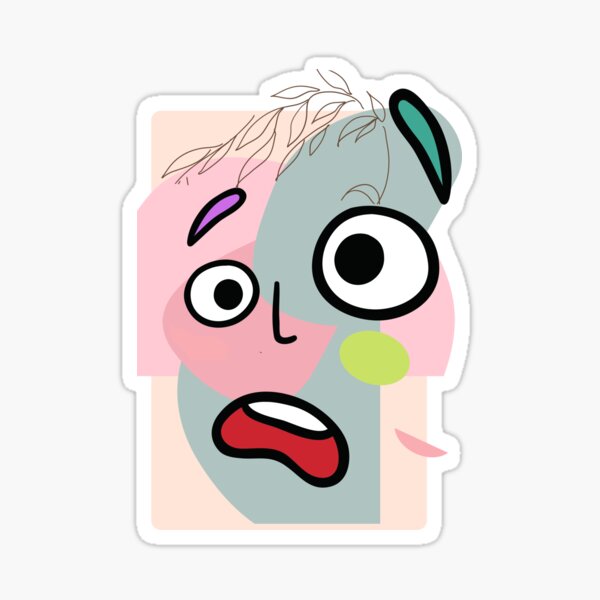 "Arte Abstracto Funny Colorful Face, Framed Graphic Psychedelic Face ...