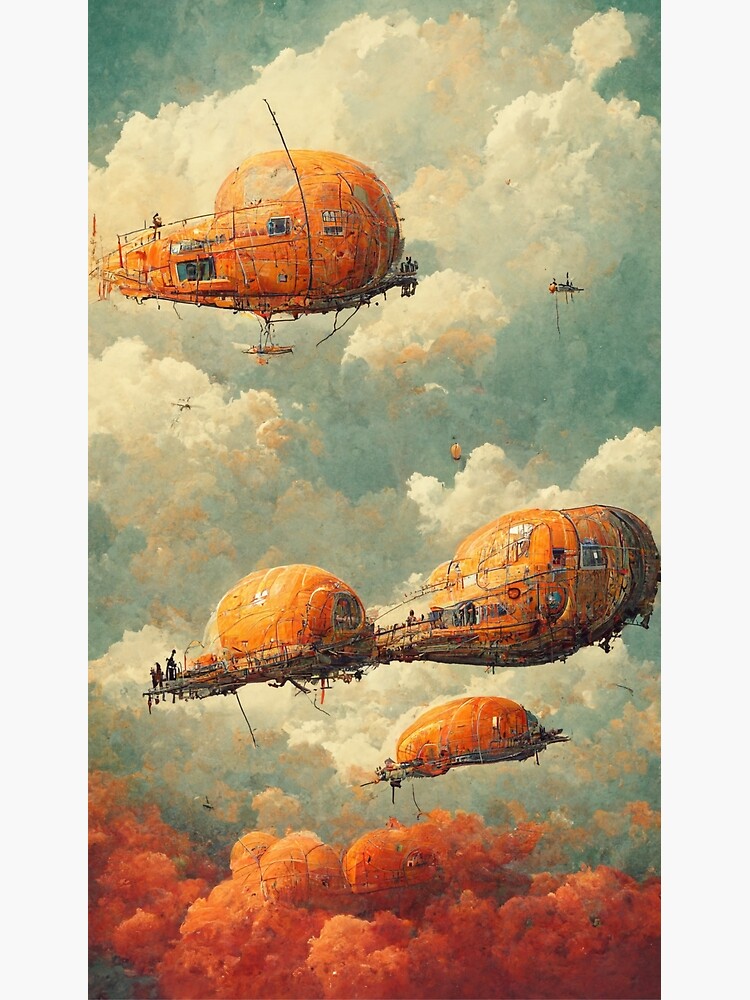 Flying zeppelins - steampunk airships Premium Matte Vertical Poster ...
