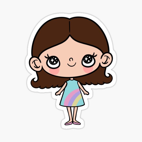 "Little Kawaii Rainbow Girl - Big Eyes" Sticker for Sale by FreyaDraws ...