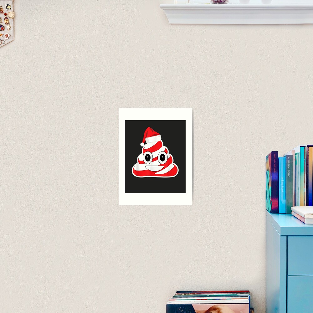 "Candy Cane Poop Emoji Funny Christmas Poop" Art Print for Sale by ...