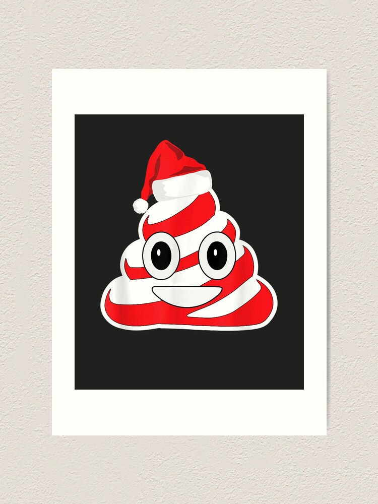 "Candy Cane Poop Emoji Funny Christmas Poop" Art Print for Sale by ...