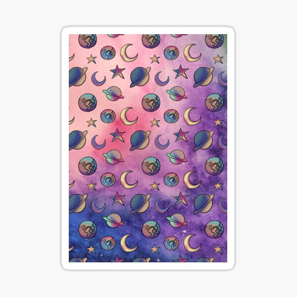 "Space Planets Stars Moon Celestial Purple Pink Blue Pattern | Galaxy ...