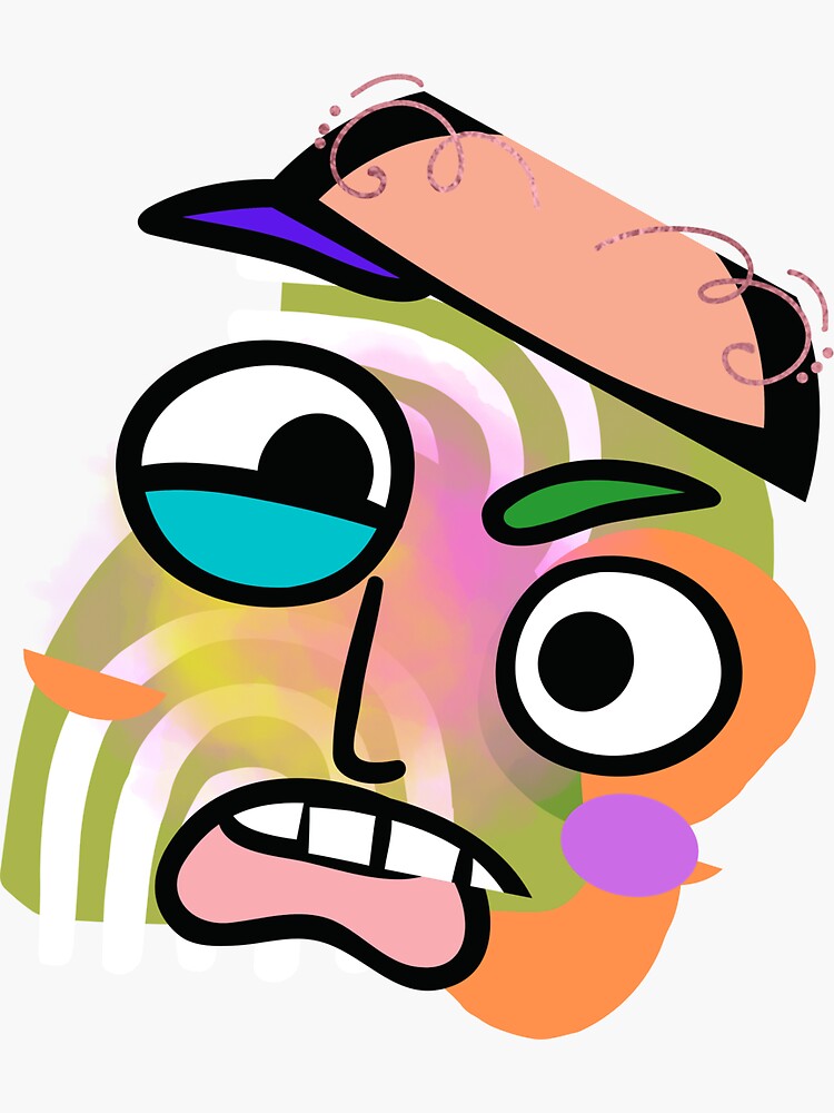 "Arte Abstracto Funny Colorful Face, Framed Graphic Psychedelic Face ...