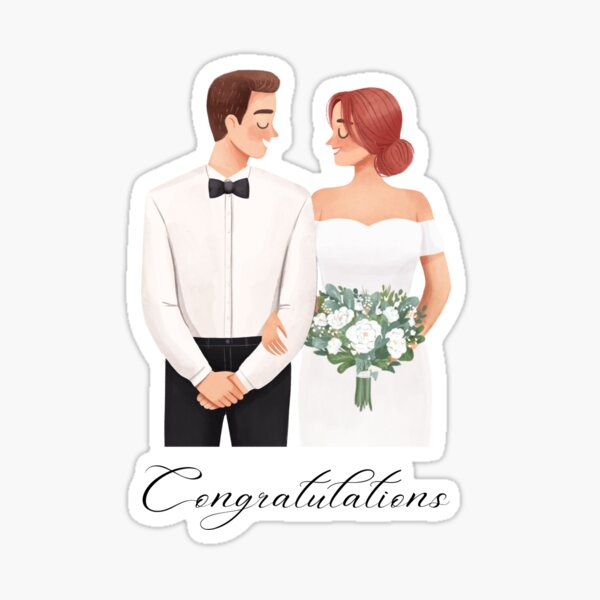 "Wedding couple, bride and groom, congratulations, wedding day" Sticker ...