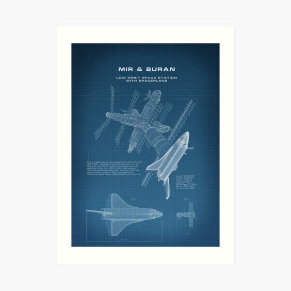 "Mir space station blueprint schematic" Art Print for Sale by Turanic ...