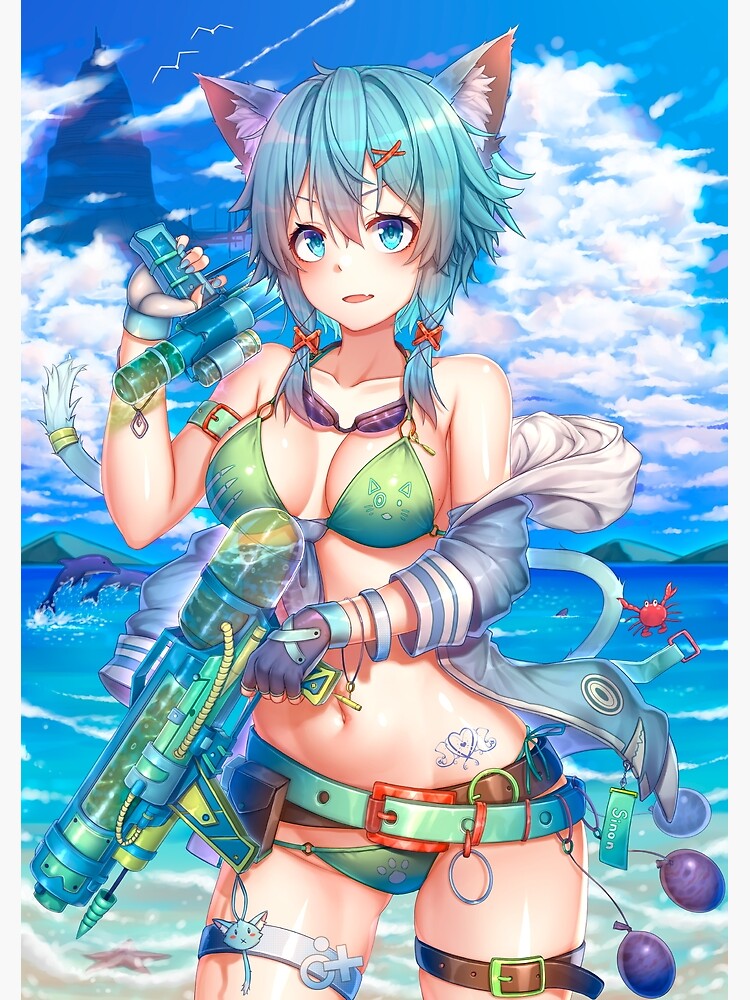 "Sexy Cat Sinon (Asada Shino) Lewd Boobs Bikini Thighs (Sword Art Online SAO Hentai Neko Girl 3 ...