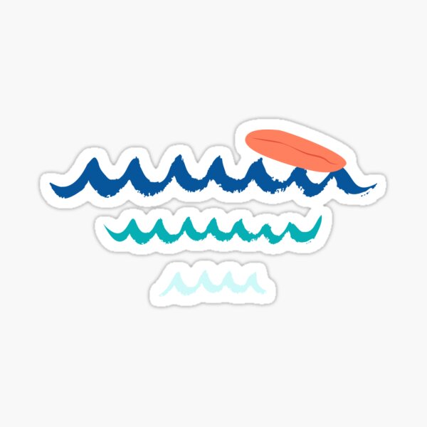 "Surf Ocean Wave and Surfboard" Sticker for Sale by DreamWorkshop ...
