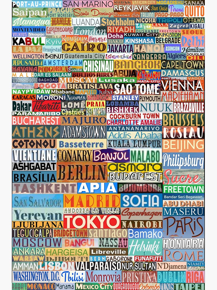 "World Capitals" Sticker for Sale by Montage-Madness | Redbubble