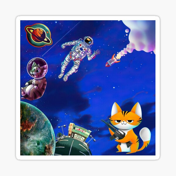 "space cat" Sticker for Sale by 3Hstore | Redbubble