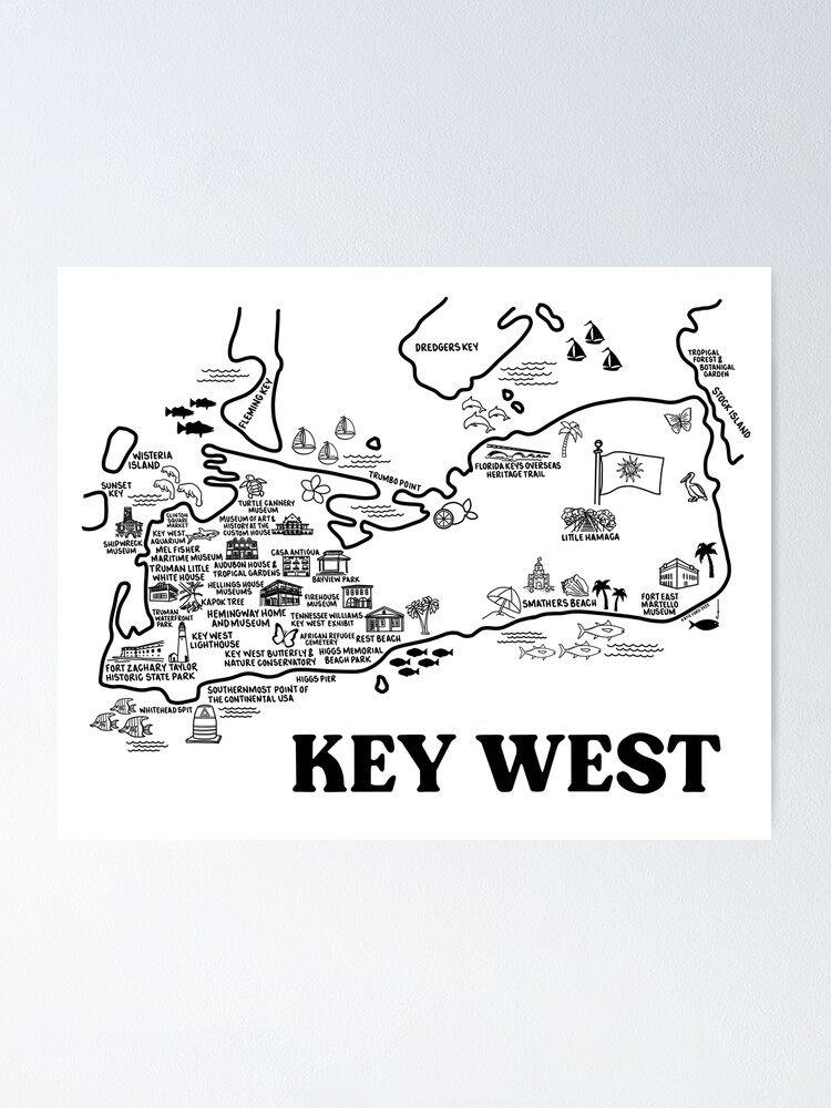 "Key West Map Art" Poster for Sale by fiberandgloss | Redbubble