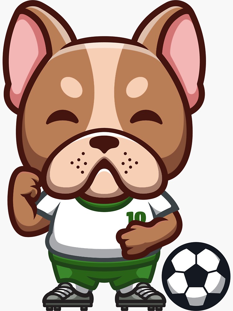"French Bulldog Football Cute Cartoon" Sticker for Sale by ...