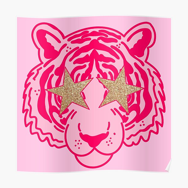 "preppy pink tiger" Poster for Sale by gdm123 | Redbubble