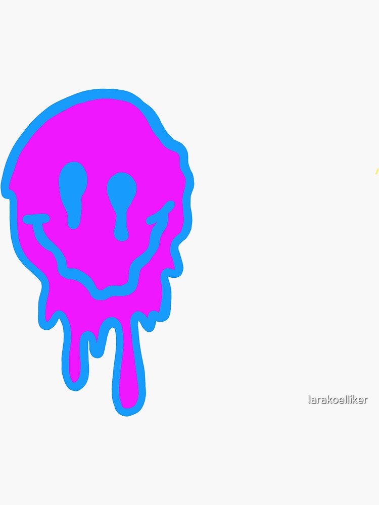 "Pink and Blue Drippy Smiley Face" Sticker for Sale by larakoelliker ...