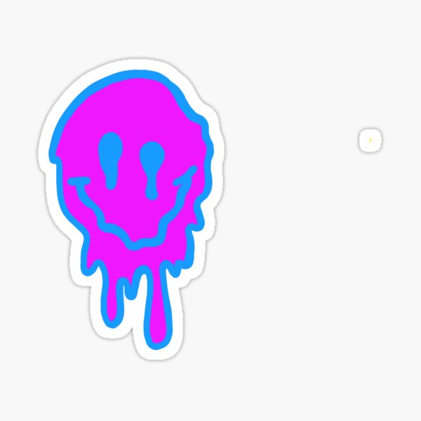 "Pink and Blue Drippy Smiley Face" Sticker for Sale by larakoelliker ...