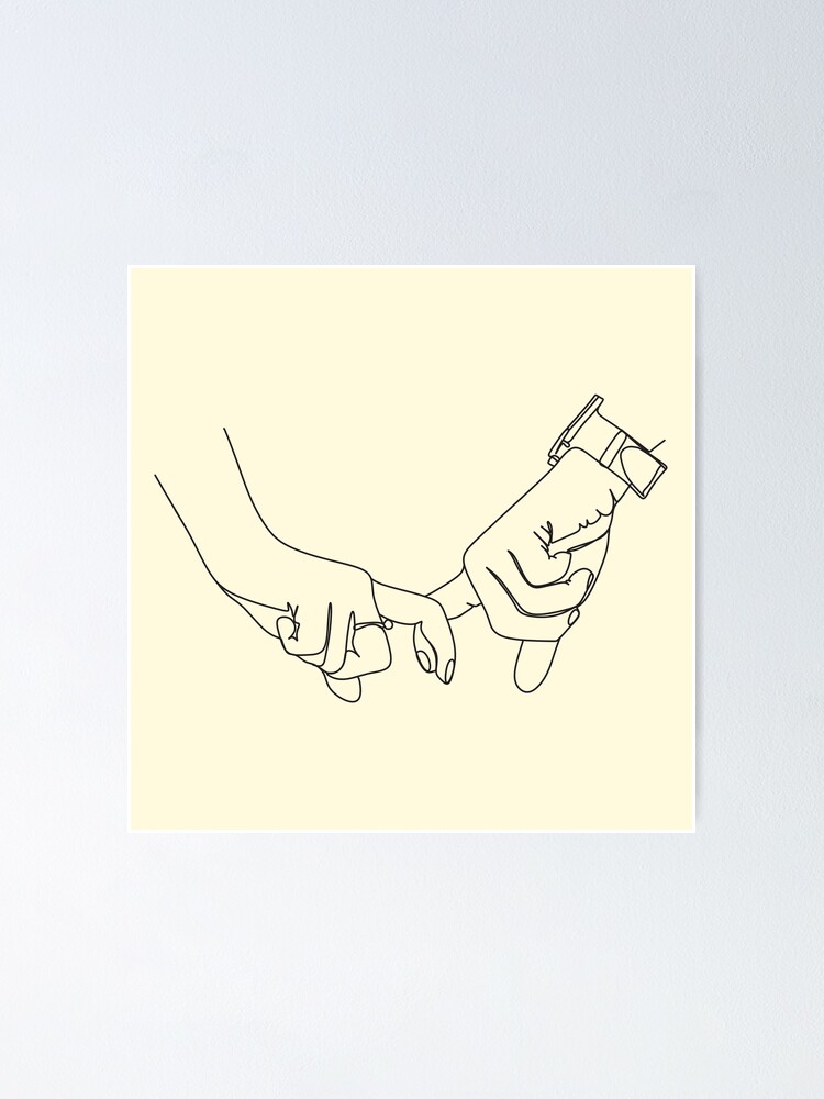 "Holding Hands Minimal Line Art illustration" Poster for Sale by ...