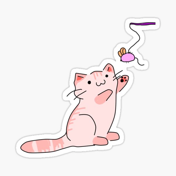 "Pink Tabby" Sticker by paintingpenguin | Redbubble