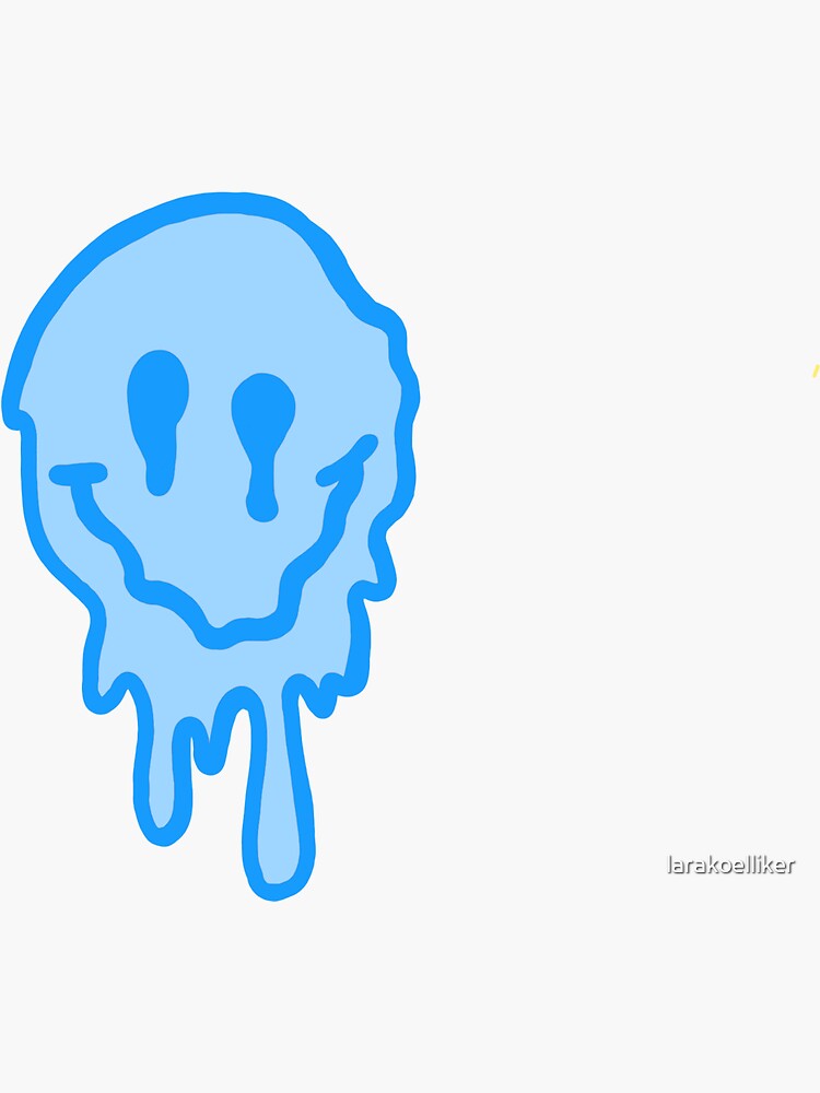 "Blue Drippy Smiley Face" Sticker for Sale by larakoelliker | Redbubble