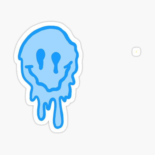 "Blue Drippy Smiley Face" Sticker for Sale by larakoelliker | Redbubble