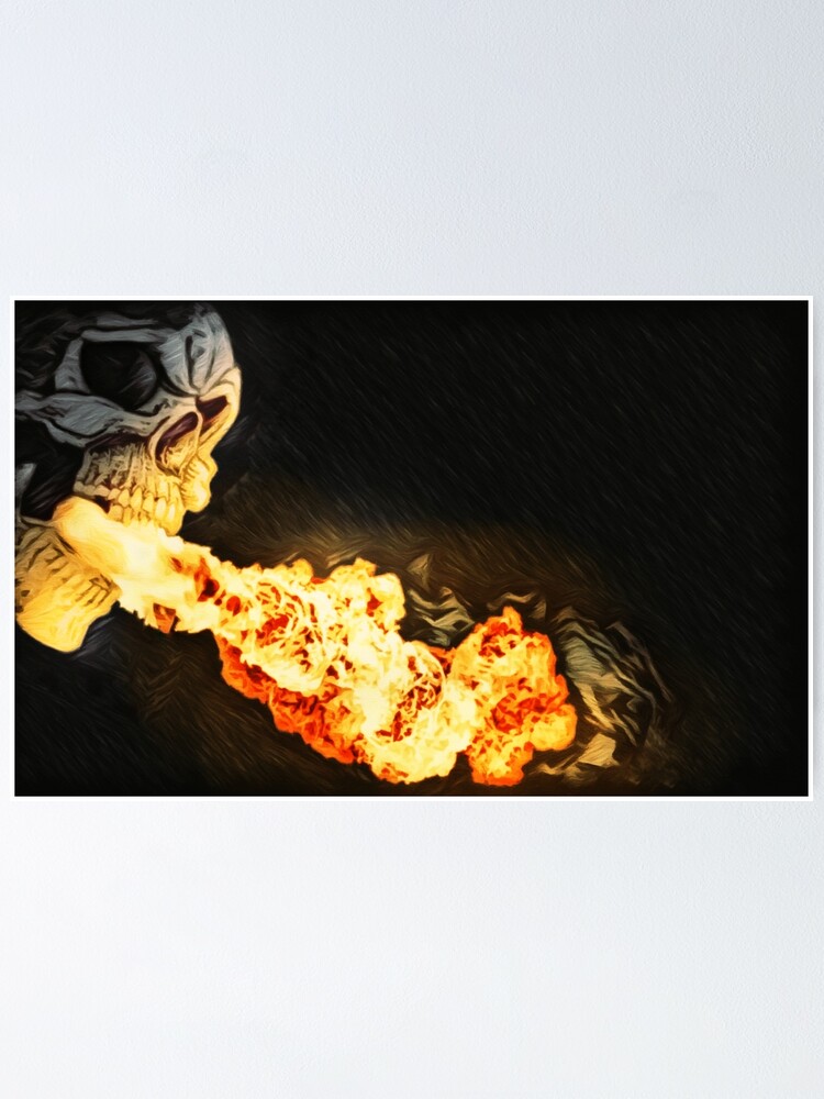 "Skull blowing Hell Fire" Poster for Sale by Boztik-Designs | Redbubble