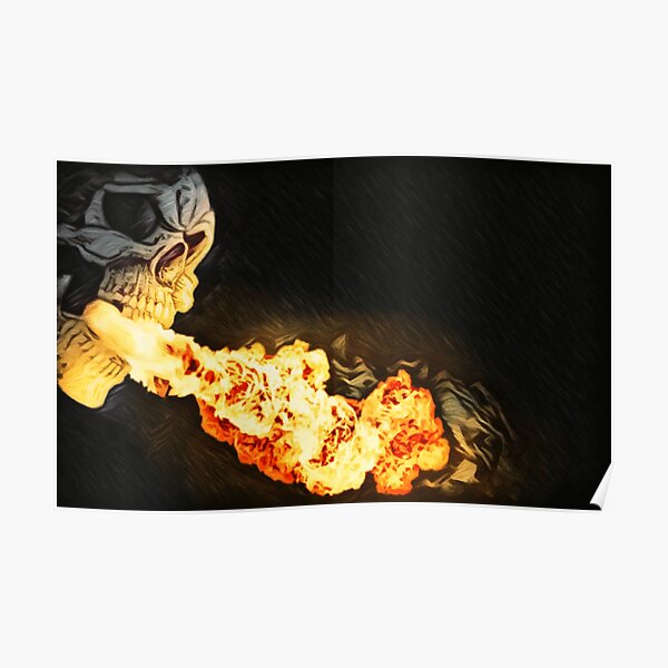 "Skull blowing Hell Fire" Poster for Sale by Boztik-Designs | Redbubble