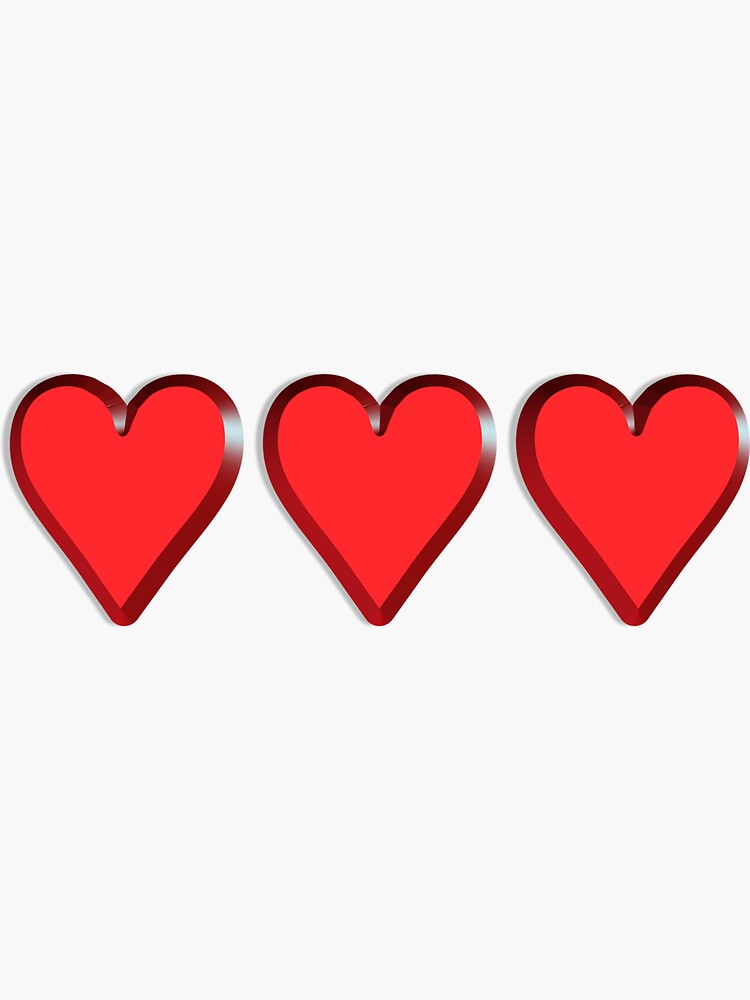 "Three 3 red hearts " Sticker for Sale by telmepro | Redbubble