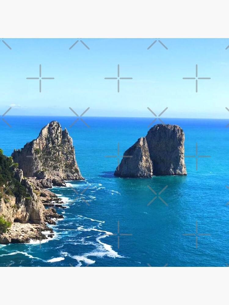 "Capril In Italy Blue Ocean View with High Rocks" Sticker for Sale by ...