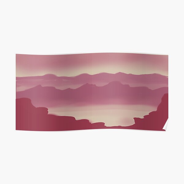 "Misty Mountains - red" Poster for Sale by the-pathfinder | Redbubble