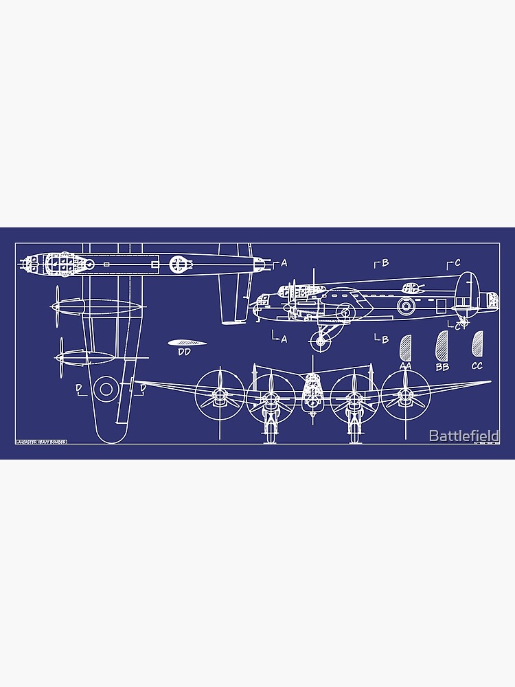 "Lancaster Bomber British WW2 Plane Blueprint Diagram Gift" Poster for ...
